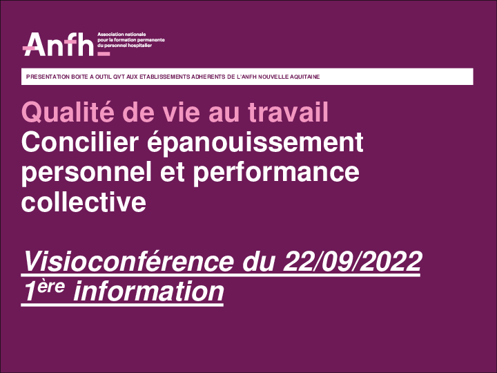 Présentation du dispositif QVT | ANFH