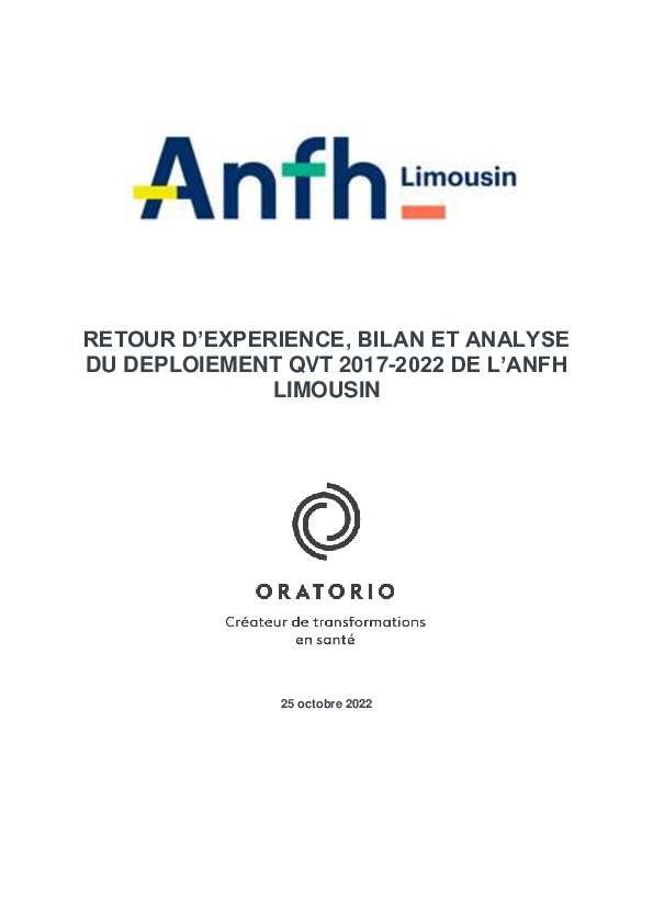 Bilan et analyse QVT | ANFH