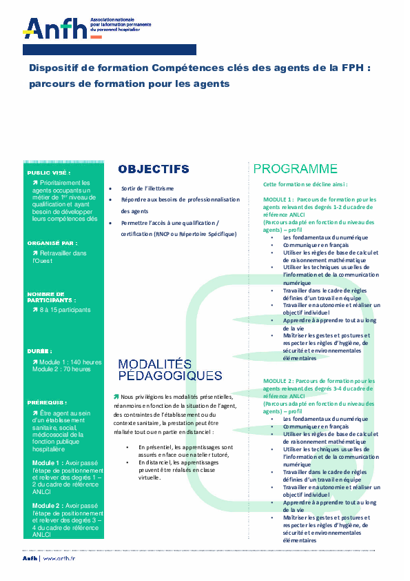 Programme formation | ANFH Programme formation | ANFH