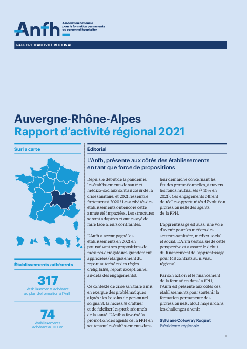 Rapport d'activité 2021 - AURA | ANFH
