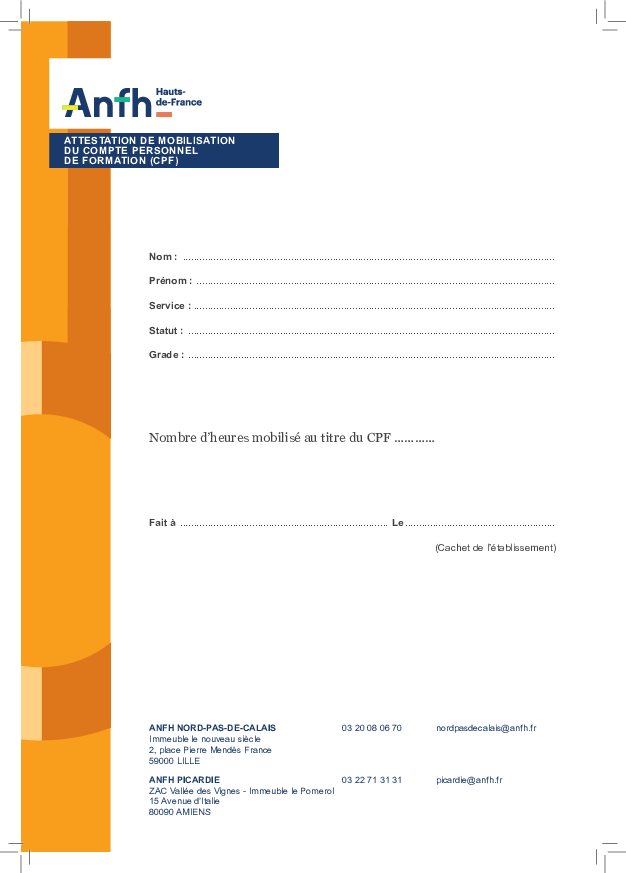 Formulaire utilisation CFP | ANFH