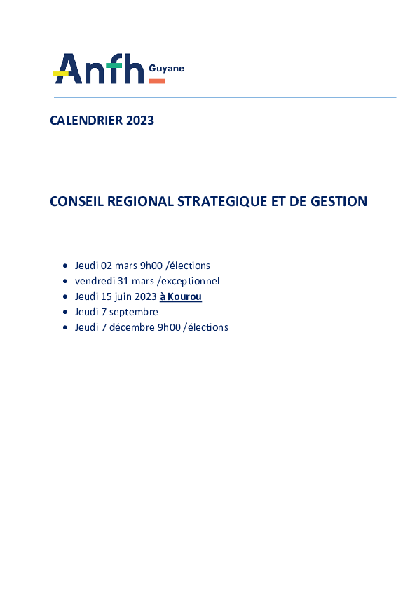 Calendrier CRSG 2023 | ANFH