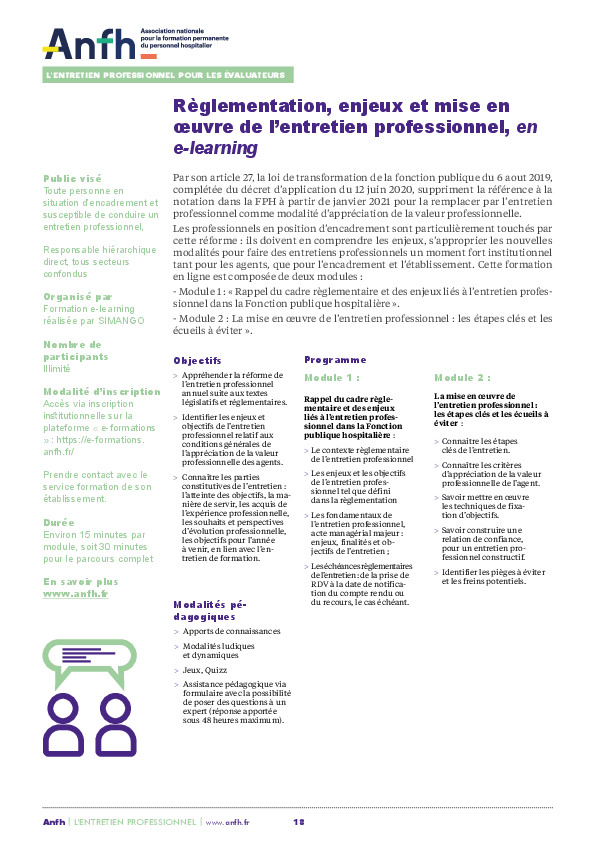 Entretien professionnel en E-learning | ANFH