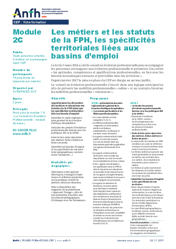 Fiche Formation CEP module 2C | ANFH