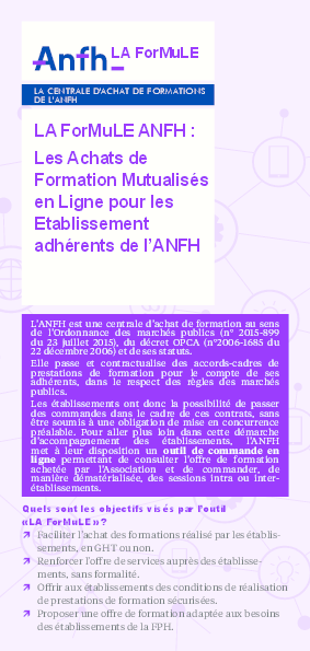 Synthèse la formule | ANFH