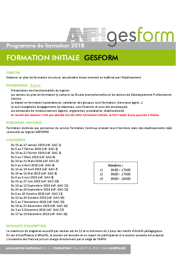 Fiche Gesform formation initiale | ANFH