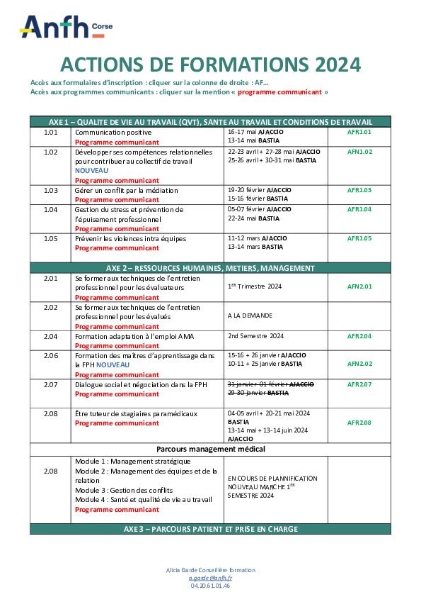 Détails et inscriptions actions de formation 2024 | ANFH