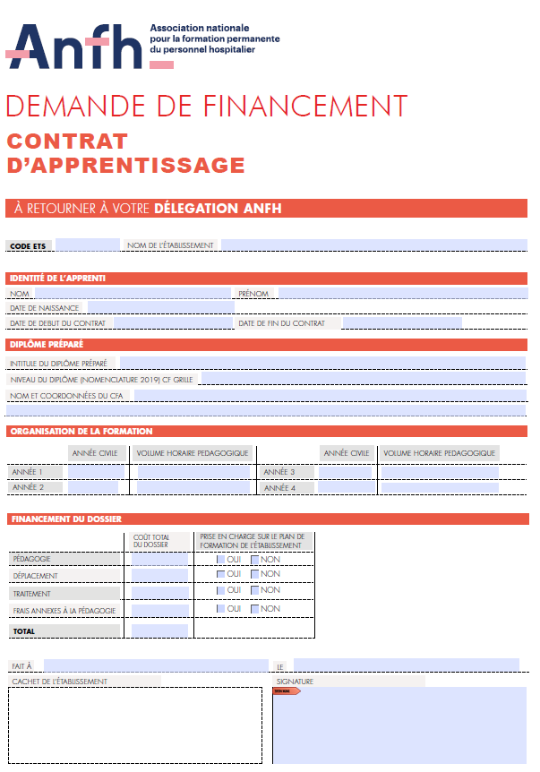 La demande de prise en charge apprentissage | ANFH