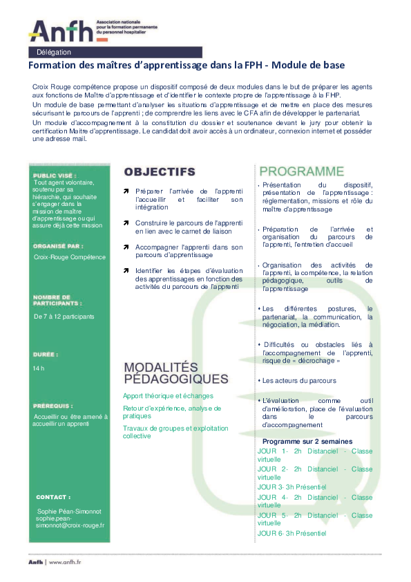 Programme module de base CROIX ROUGE | ANFH