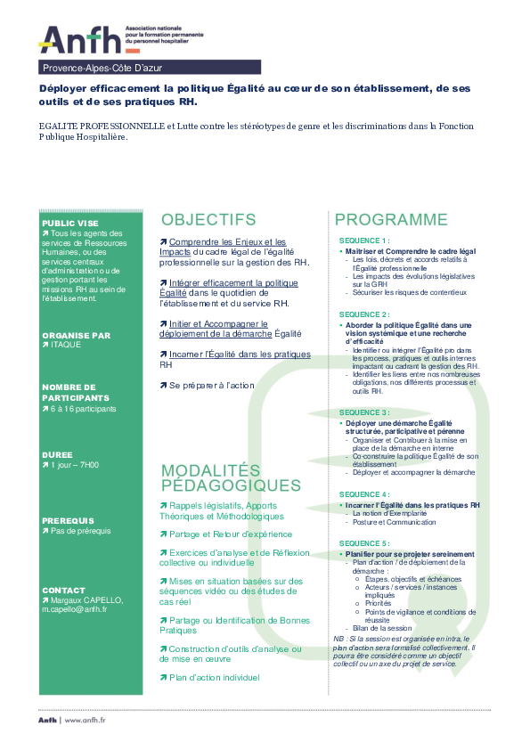 Programme de formation module RH | ANFH