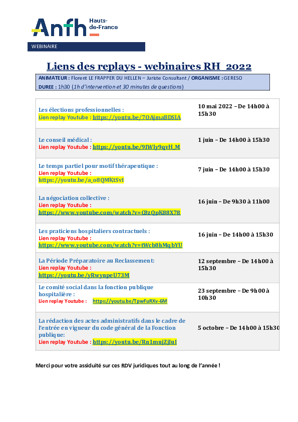 LIEN POUR LES WEBINAIRES RH 2022 | ANFH