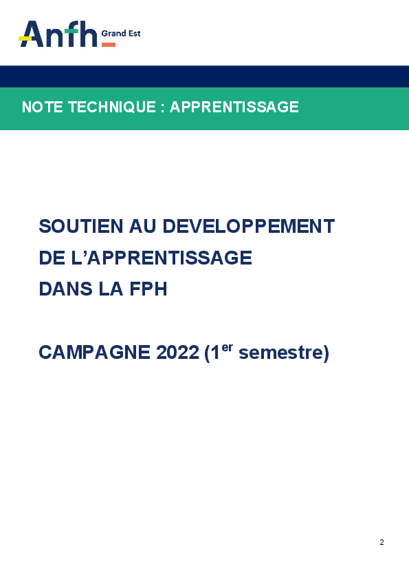 Note technique Apprentissage 2020 | ANFH