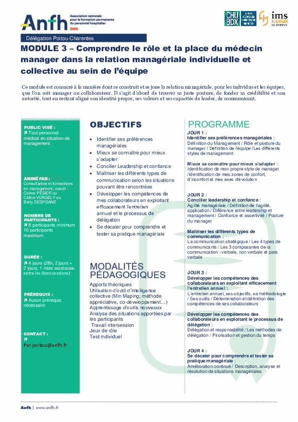 Programme Module 3 | ANFH