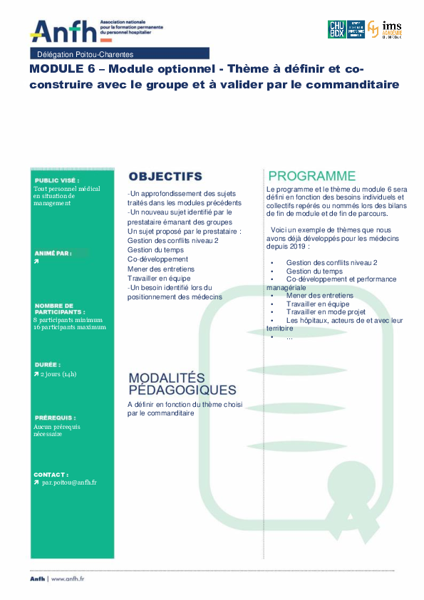 Programme Module 6 | ANFH