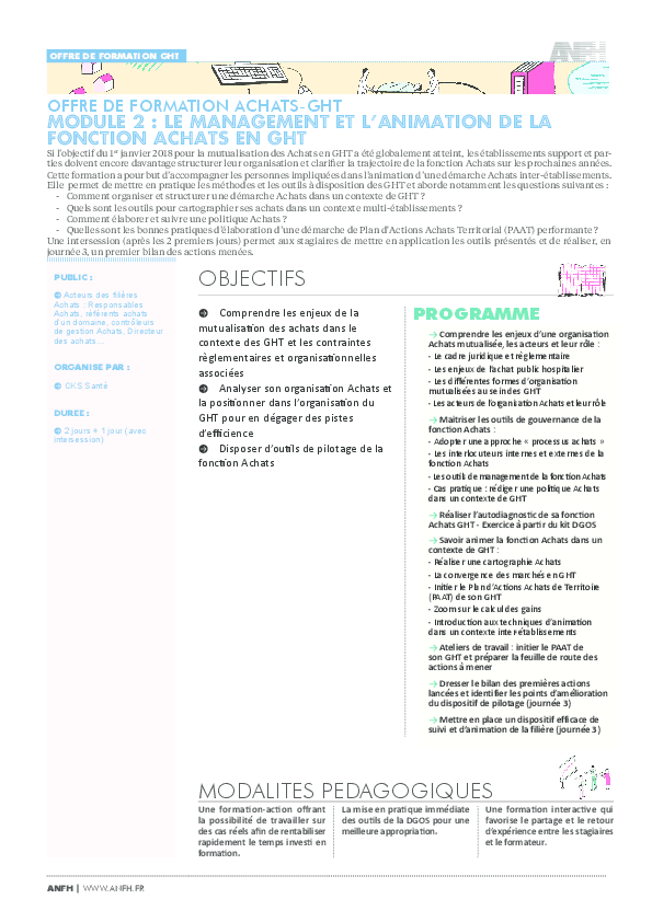 Formation achat GHT module 2 | ANFH