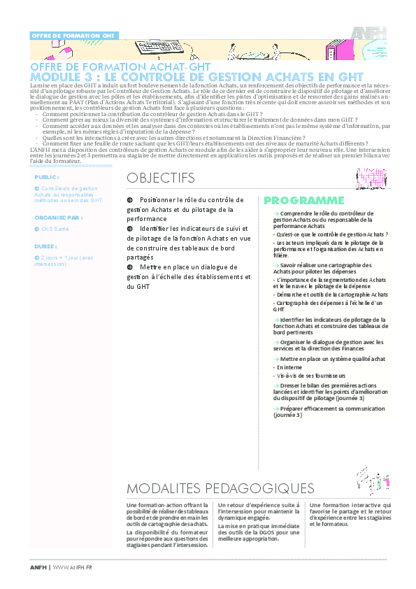 Formation achat GHT module 3 | ANFH