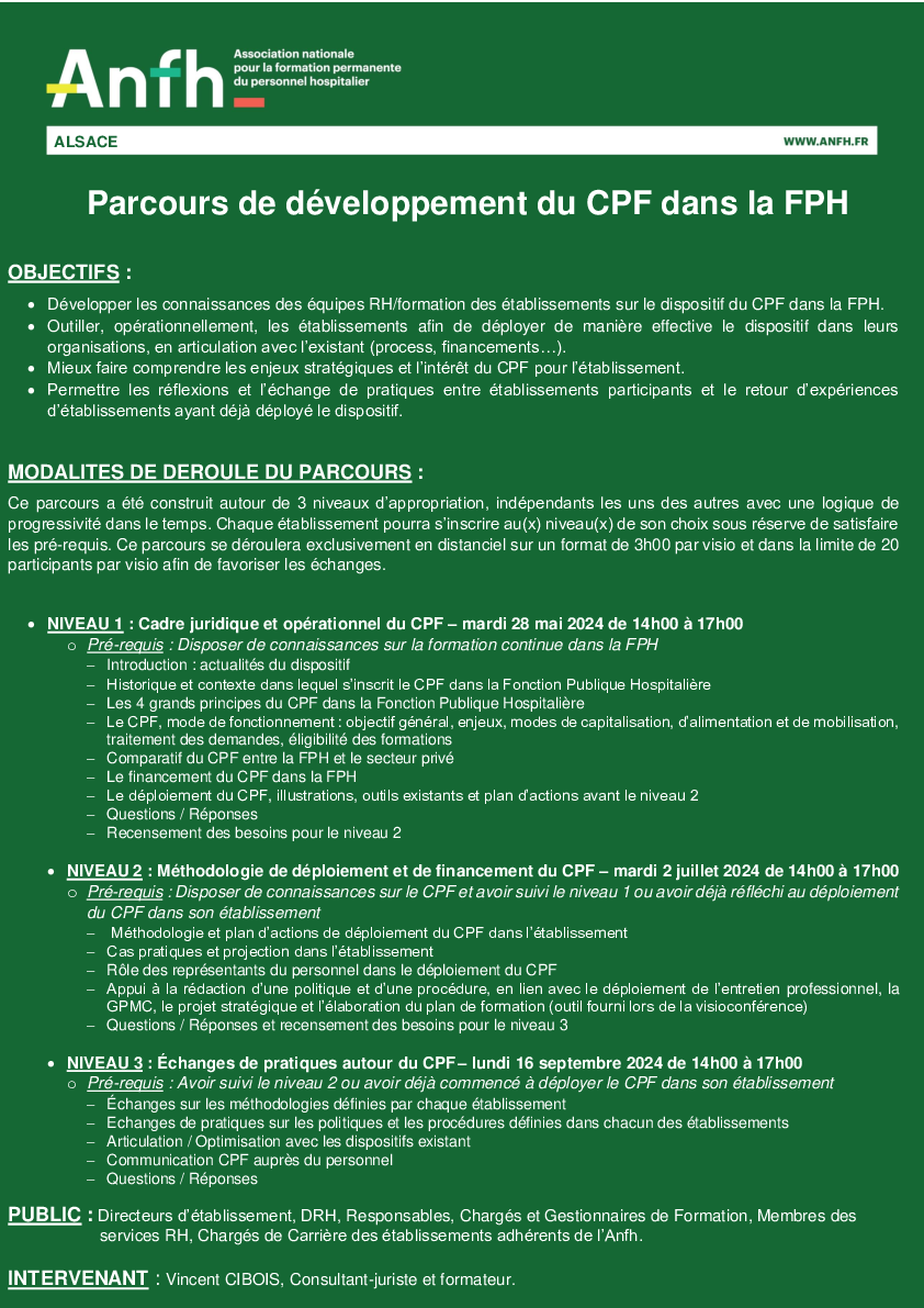Programme Parcours CPF | ANFH