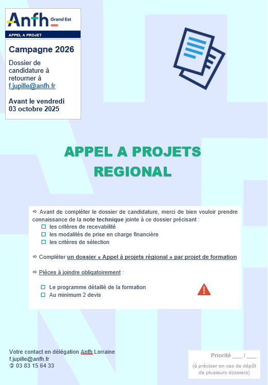 Appel à projet régional 2026 | ANFH