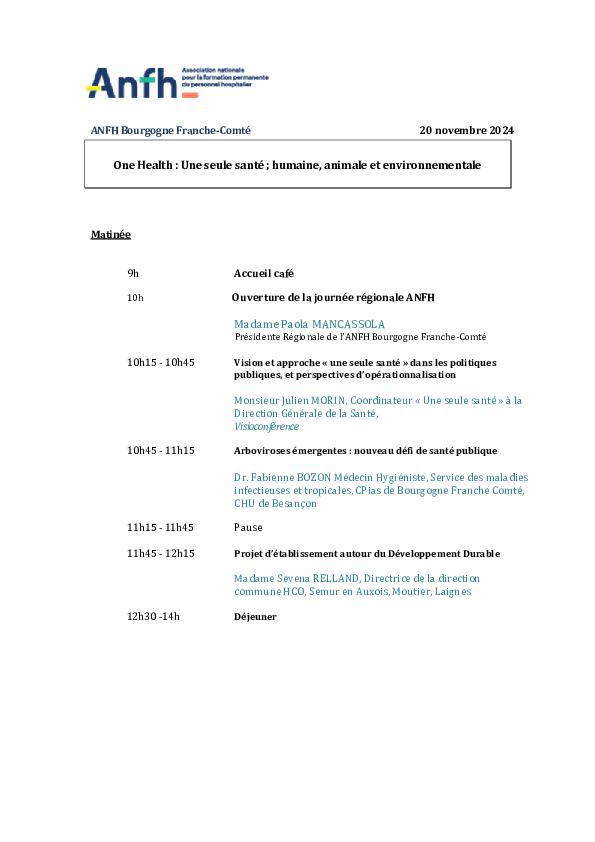 Programme de la journée | ANFH