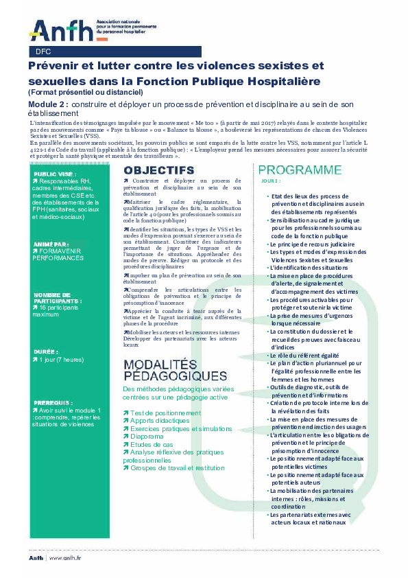 VSS Formavenir Performances module 2 | ANFH